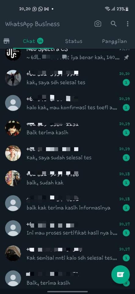 CUSTOMER SERVICE (WA/WEBSITE)