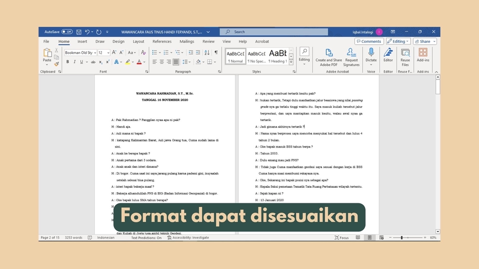 TRANSKRIP VERBATIM AUDIO/VIDEO KE TEKS (WAWANCARA, ASESOR, PODCAST, DLL)