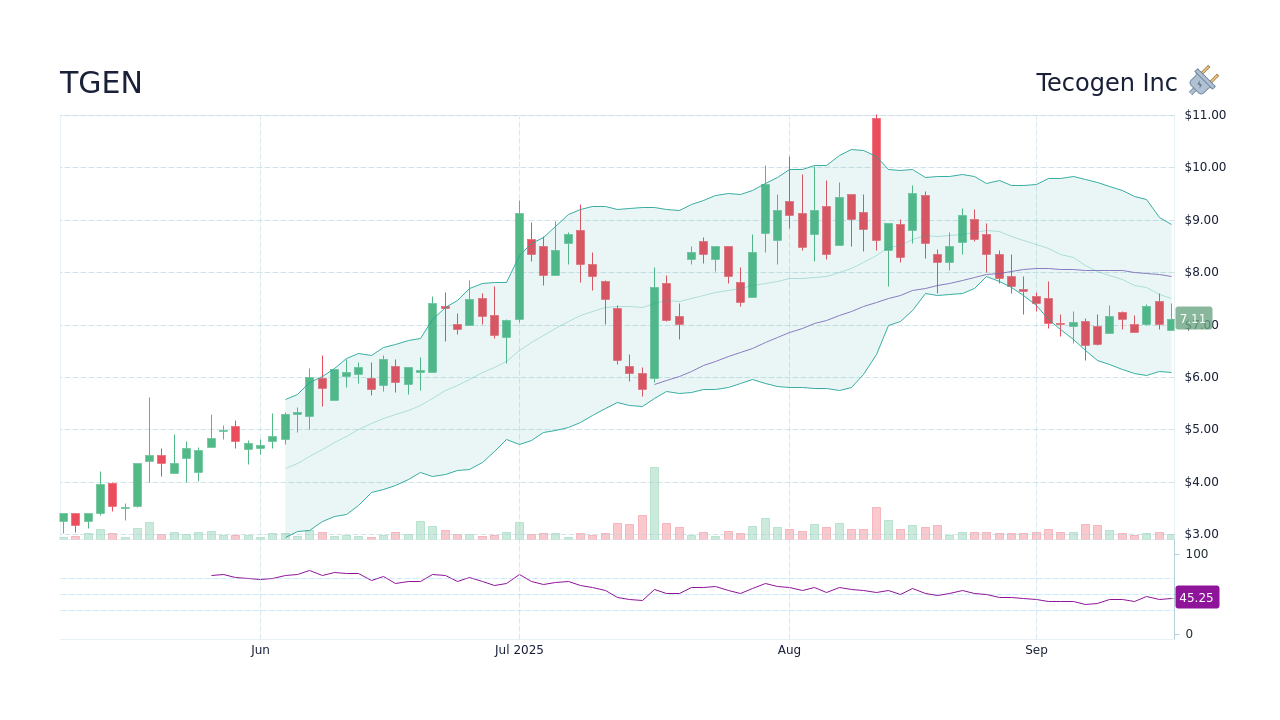 TGEN Stock Price - Tecogen Inc Stock Candlestick Chart - StockScan
