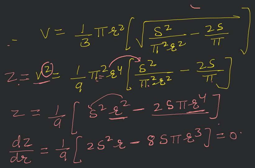 The semivertical angle of a right circular cone of given surface area and..