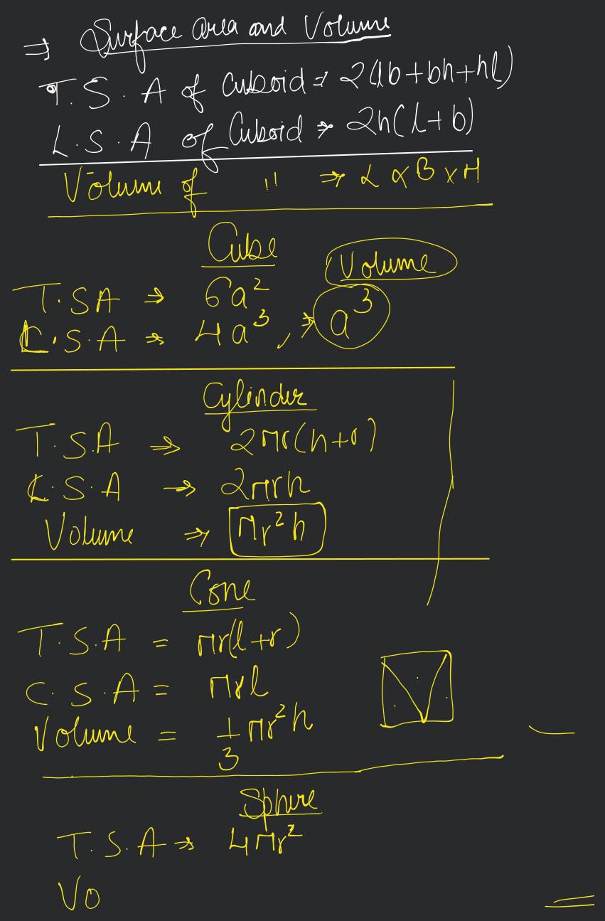 Surface area and volume class 9 | Filo