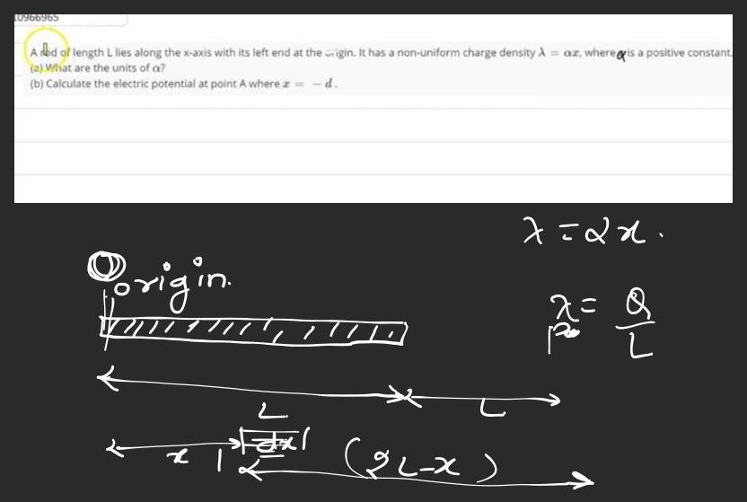 A rod of length L lies along the x-axis with its left end at the origin.