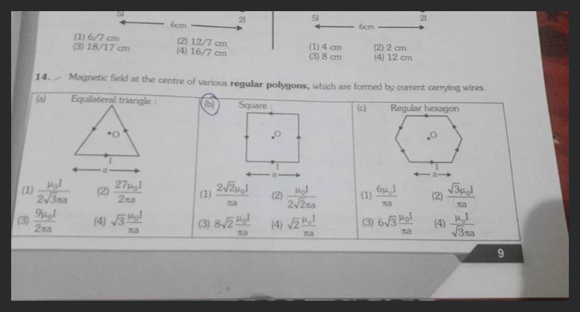 Magnetic field at the centre of various regular polygons, which are forme..