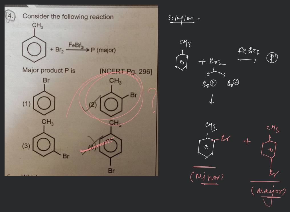 Consider the following reaction P (major) Major product P is [NCERT Pg. 2..