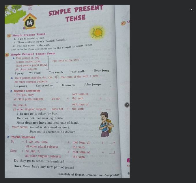 SIMPLE PRESENT TENSE (A) Simple Present Tense 1. I go to school by bus. 2..