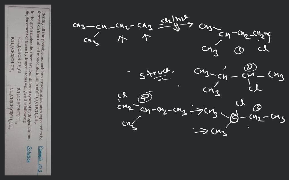 Identify all the possible monochloro structural isomers expected to be Ex..