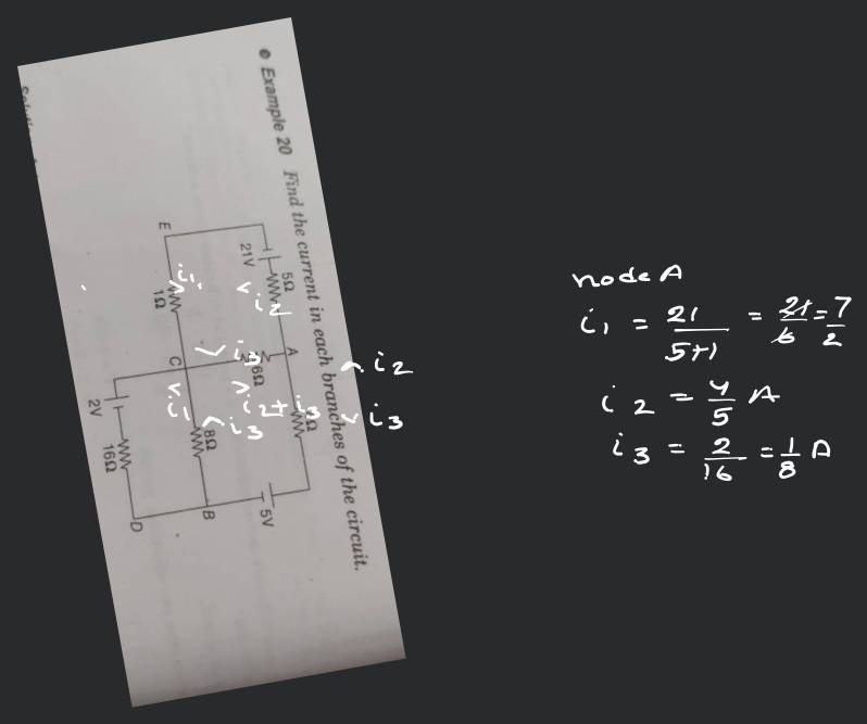 Find the current in each branches of the circuit. | Filo