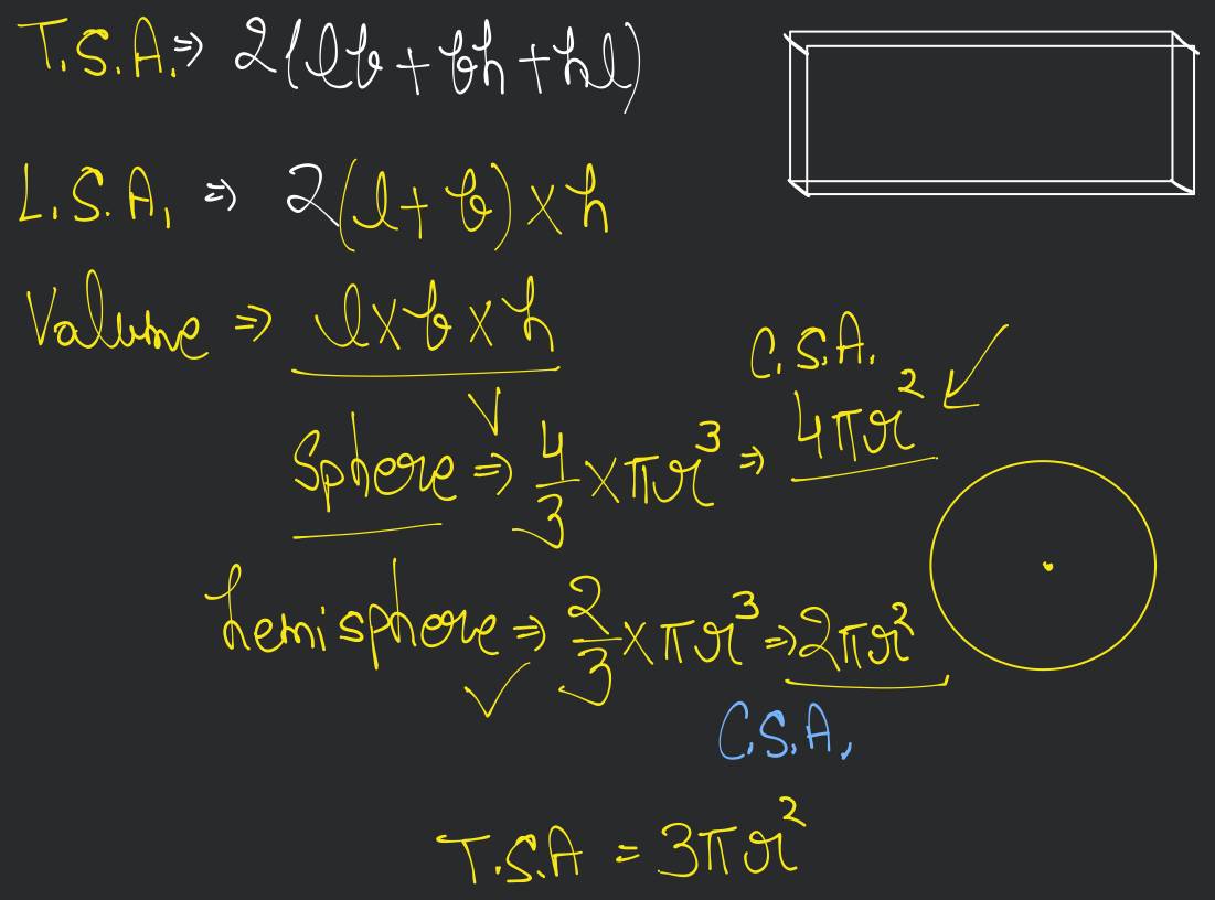All The Formulas Of Surface Area And Volume Class 10 Filo All The Formulas Of Surface Area And Volume Class 10 Filo