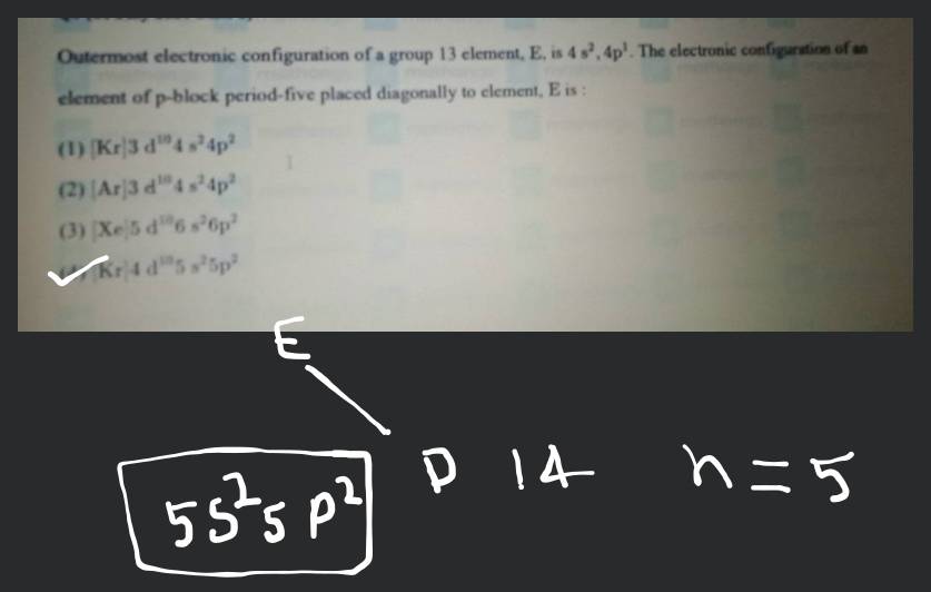 Outermost electronic configuration of a group 13 element, E, is 4s2,4p1.