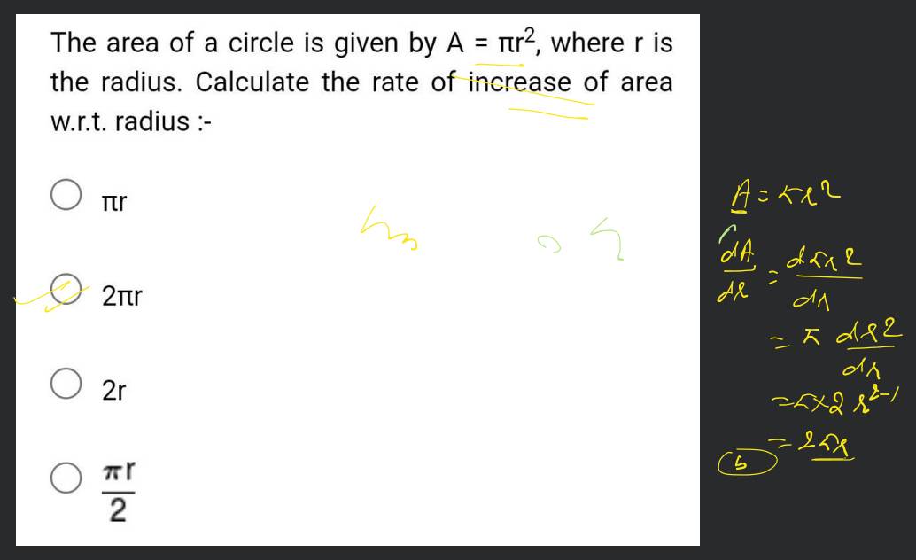 The area of a circle is given by A=πr2, where r is the radius. Calculate
