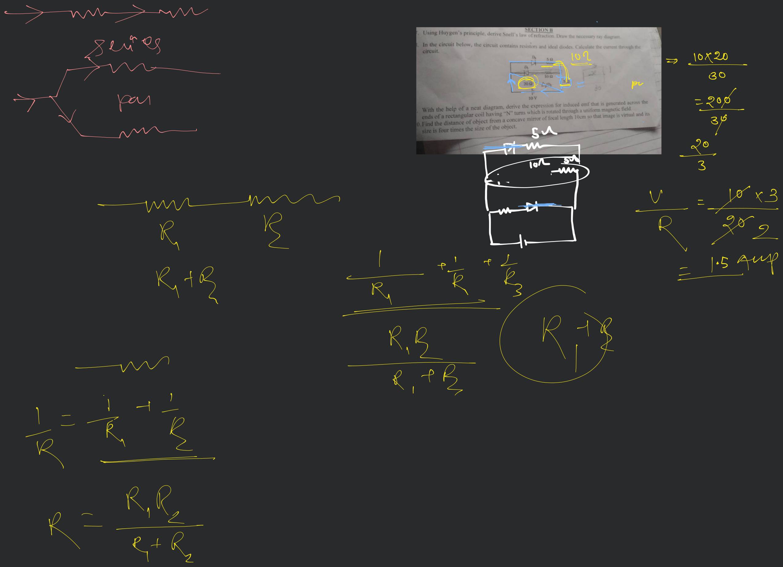 Using Huygens Principle Derive Snells Law Of Refraction Draw The Nece