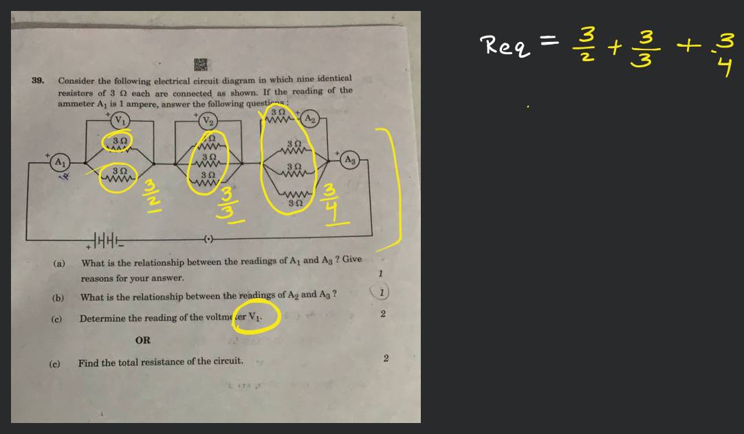39. Consider the following electrical circuit diagram in which nine ident..