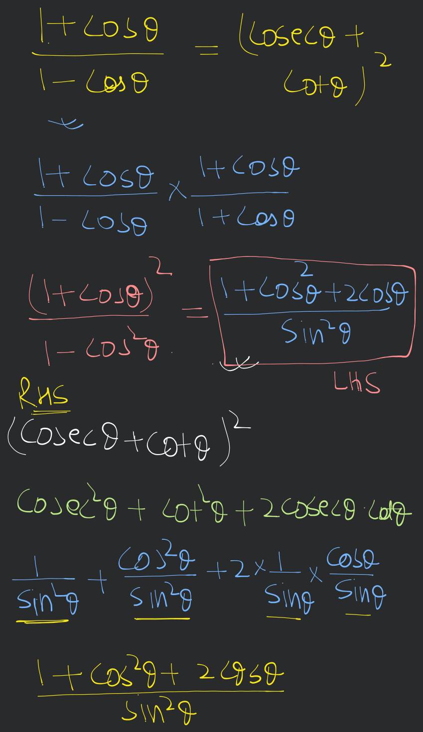 Prove that ⎟ ⎟ ⎠ ⎞ ⎜ ⎜ ⎝ ⎛ − θ + θ 1 cos 1 cos = ( cosec θ + c..