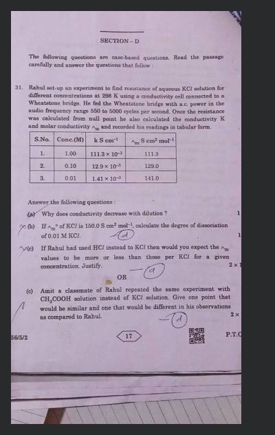 SECTION - D The following questions are case-based questions. Read the pa..
