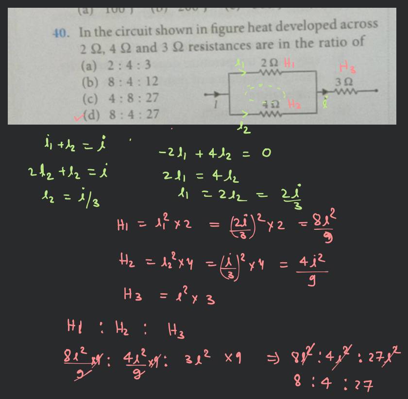 In the circuit shown in figure, find the heat developed across each resis..