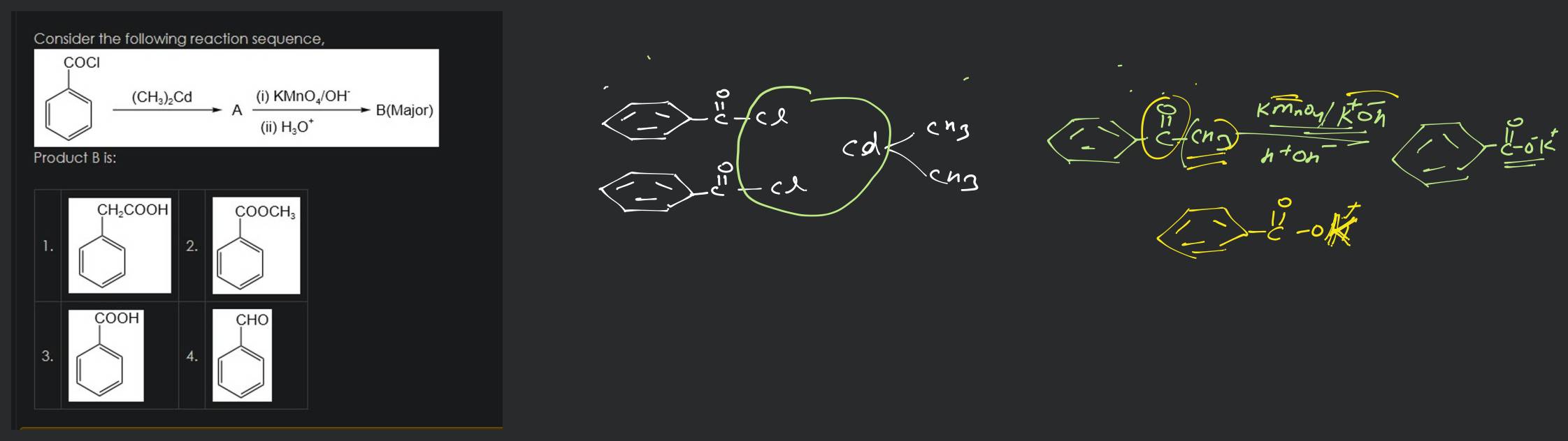Consider the following reaction sequence, (CH3 )2 Cd A (i) KMnO4 /OH−