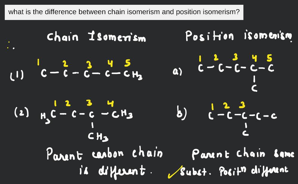 what is the difference between chain isomerism and position isomerism?
