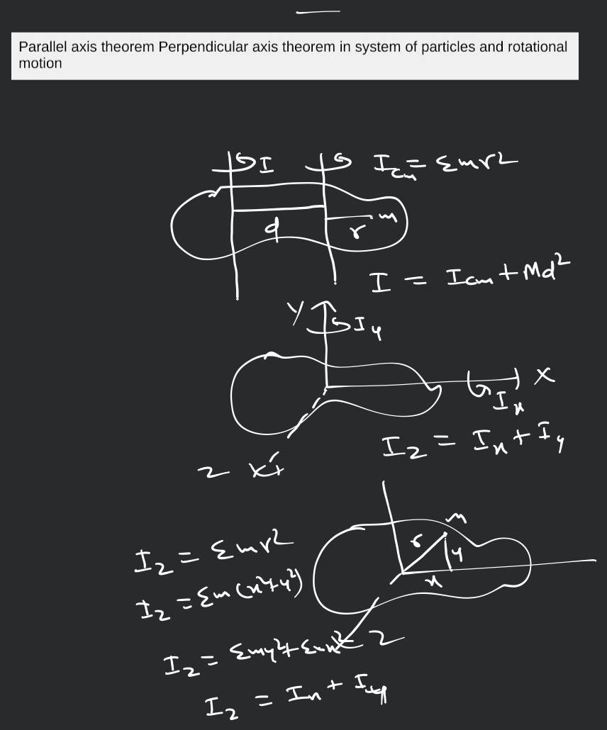 Parallel Axis Theorem Perpendicular Axis Theorem In System Of Particles A