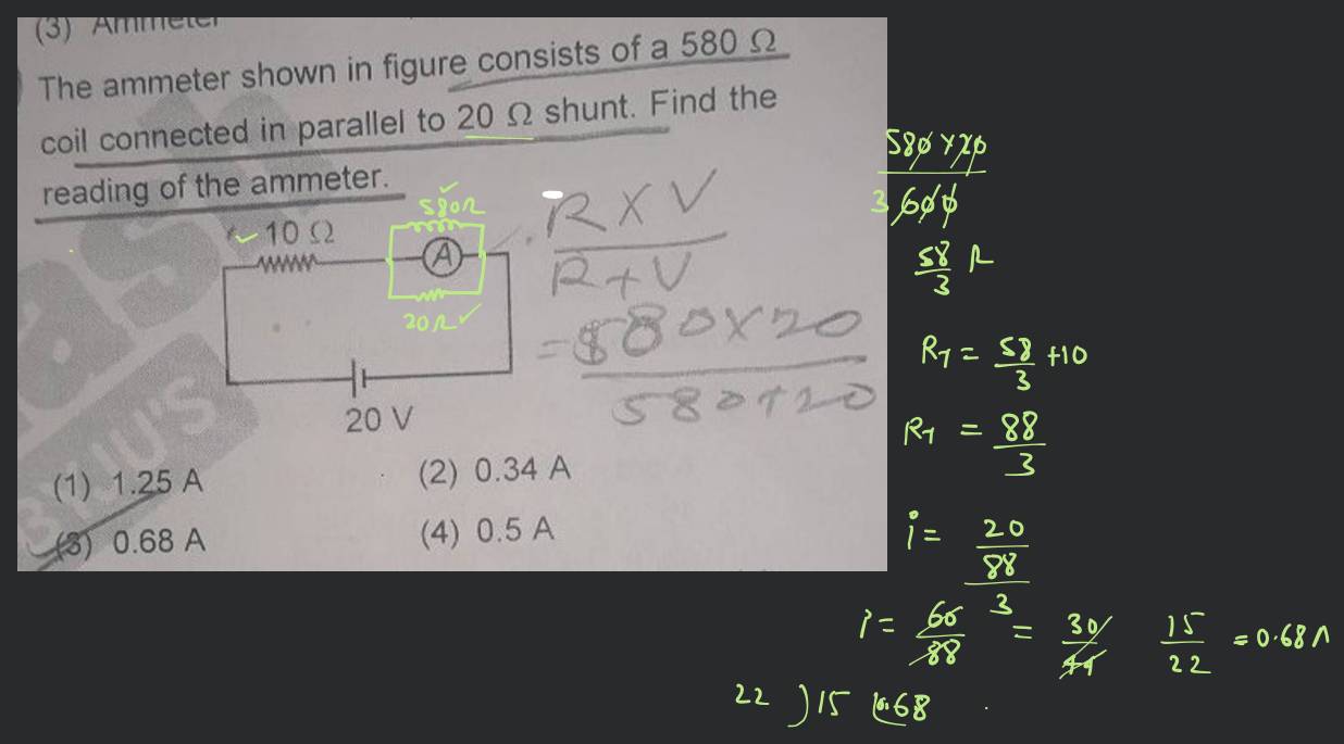 The ammeter shown in figure consists of a 480Ω coil connected in parallel..