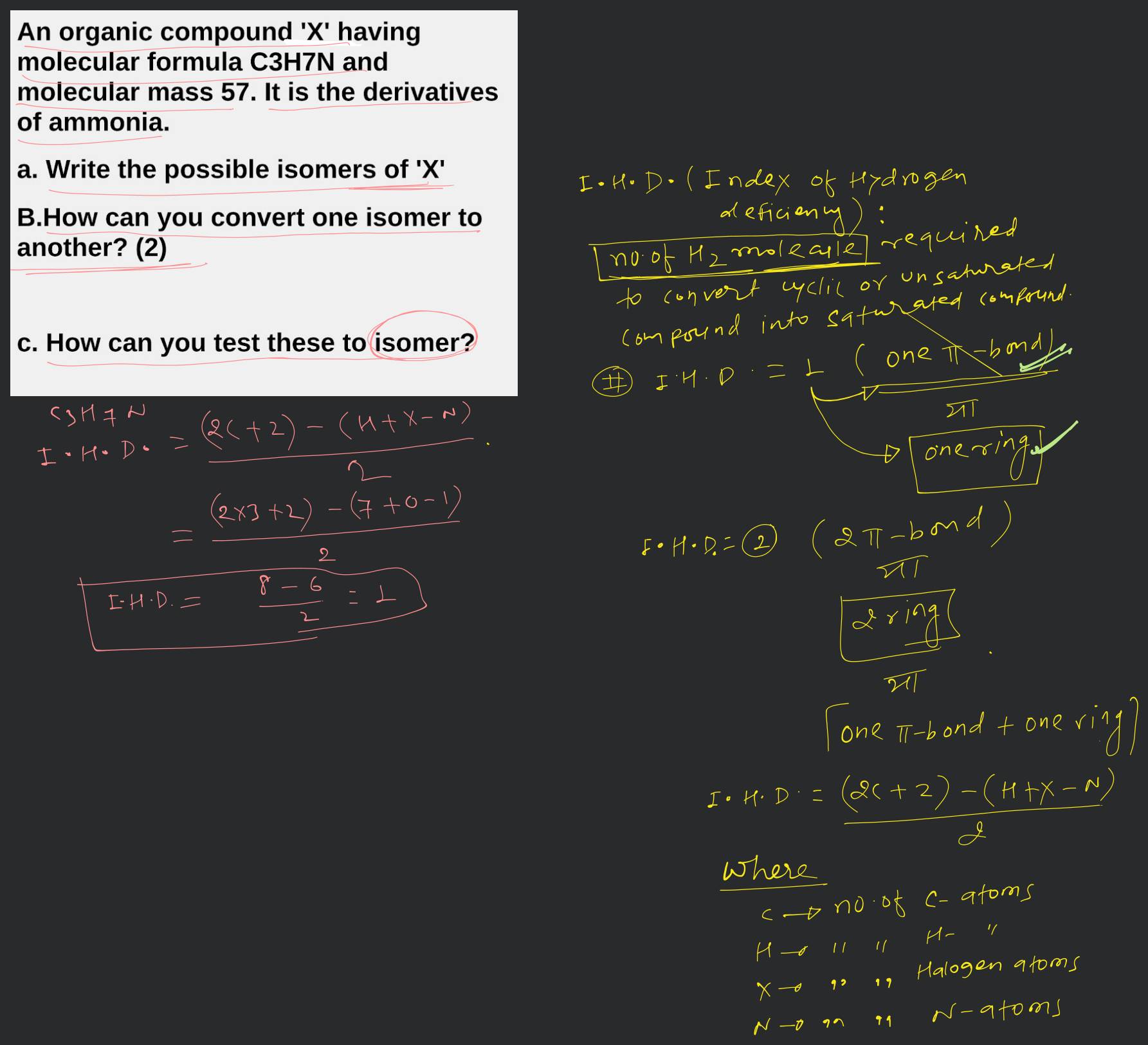 An organic compound 'X' having molecular formula C3H7N and molecular mass..