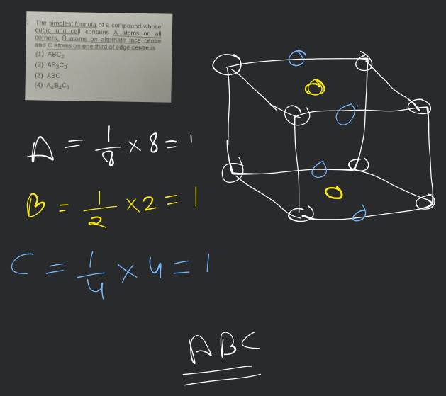 The simplest formula of a compound whose cubic unit cell contains A atoms..