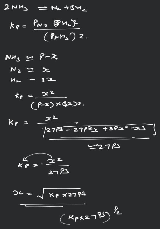 The dissociation equilibrium of ammonia can be shown as 2NH3 ( g)⇌N2 ( g)..