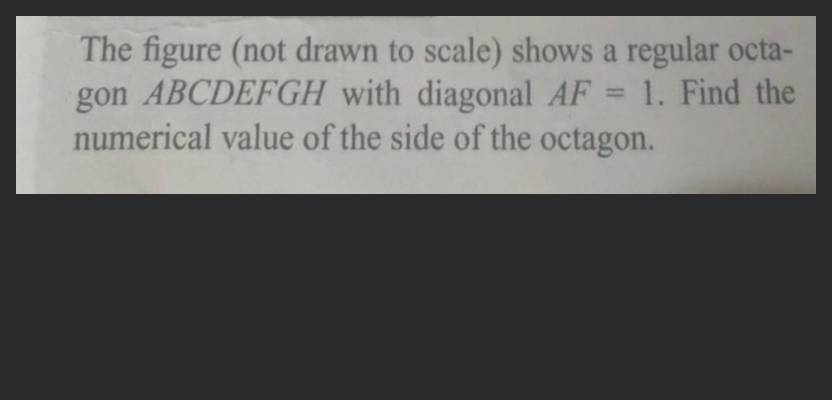 The figure (not drawn to scale) shows a regular octagon ABCDEFGH with dia..
