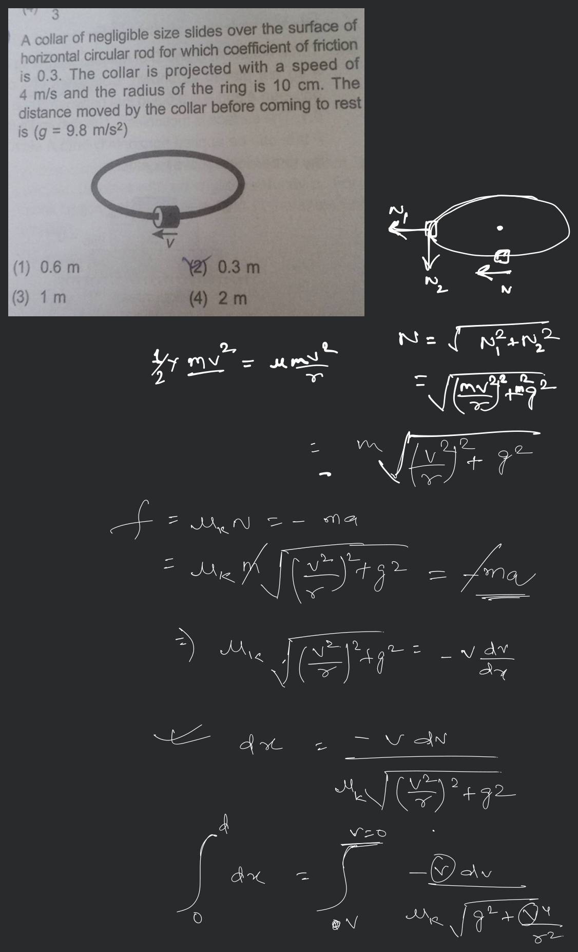 A collar of negligible size slides over the surface of horizontal circul..