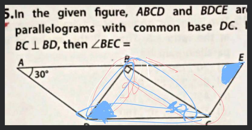 In the given figure, ABCD and BDCE are parallelograms with a common base