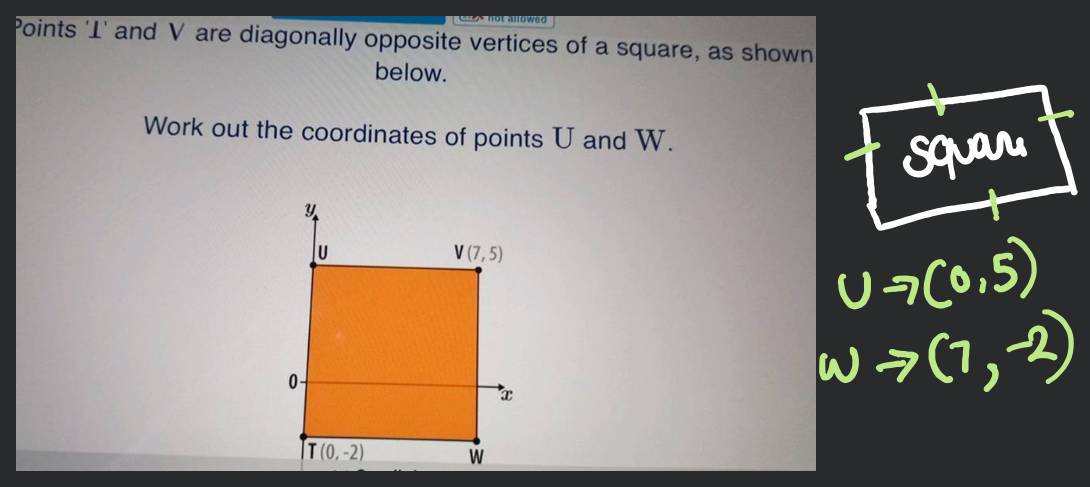 Points ' L ' and V are diagonally opposite vertices of a square, as shown..