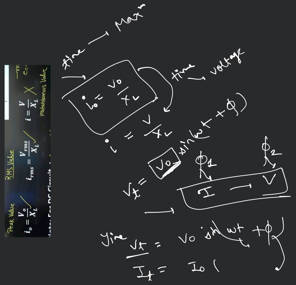 Peak Value RMS Value io =XL Vo /irms =XL Vrms /i=XL V × | Filo