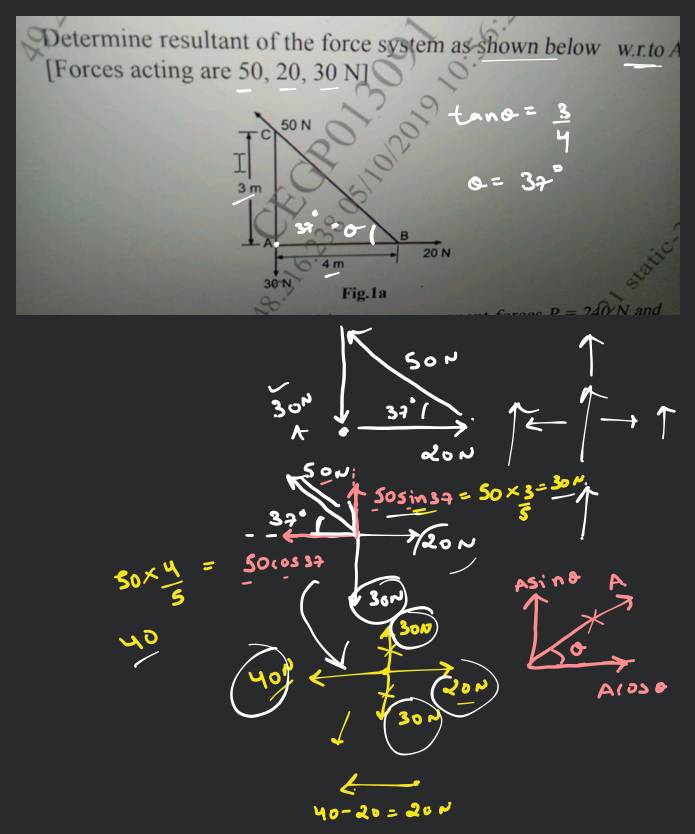 Determine Resultant Of The Force System As Shown Below [forces Acting Are