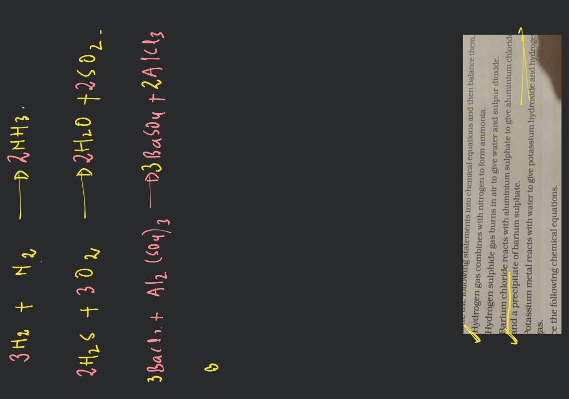 Hydrogen gas combines with nitrogen to form | Filo