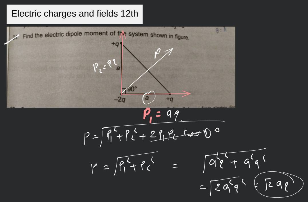 34. Find the electric dipole moment of the system shown in figure. Q 1