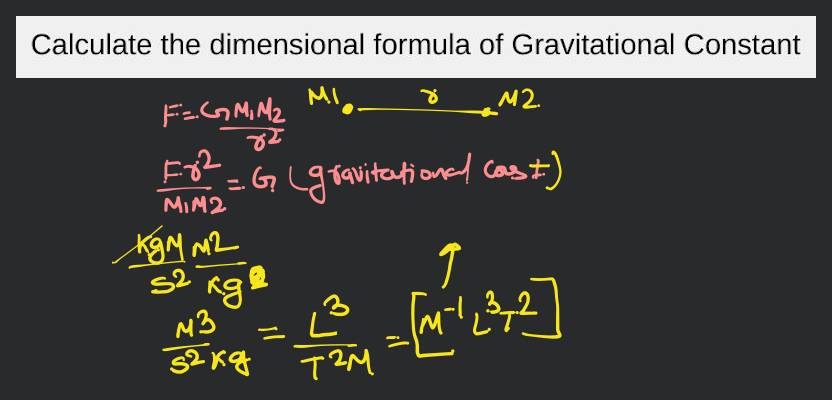 Calculate the dimensional formula of Gravitational Constant | Filo