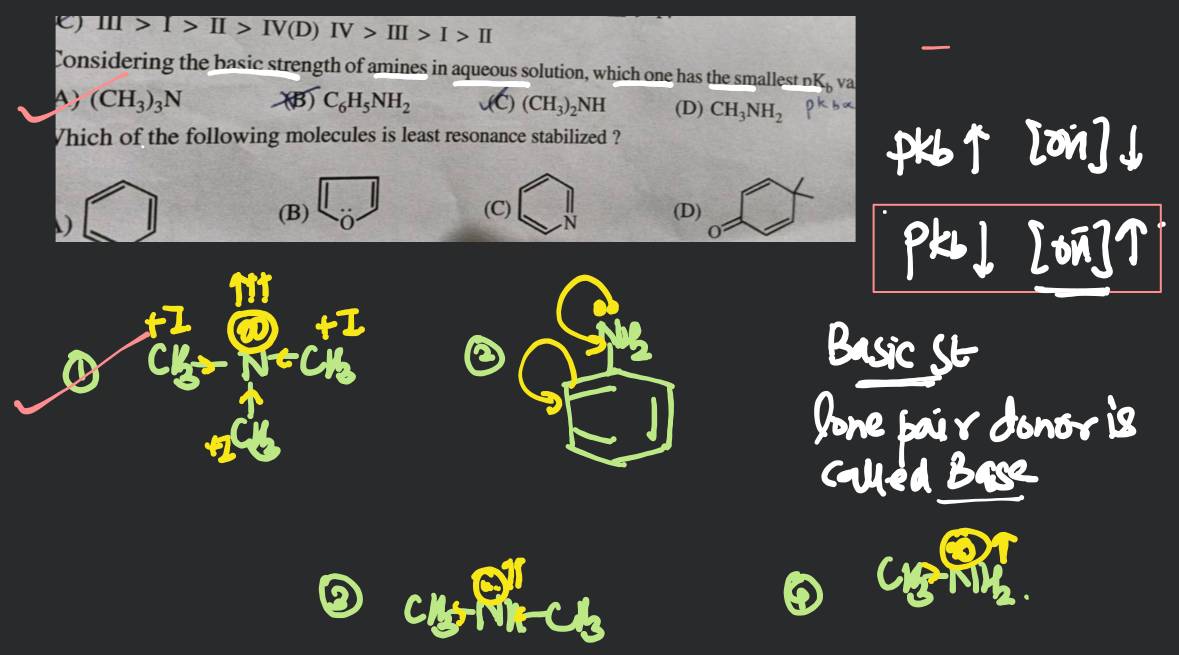 Considering the basic strength of amines in aqueous solution, which one h..