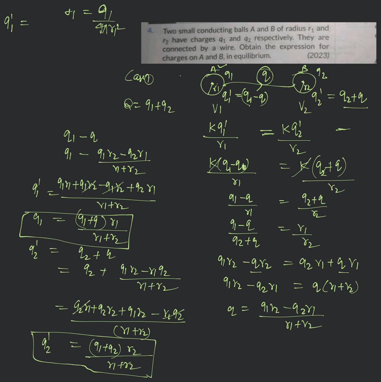 SAI ( 2 marks)4. Two small conducting balls A and B of radius r1 and r2..