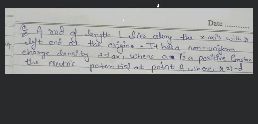 A rod of length L lies along the x-axis with its left end at the origin.