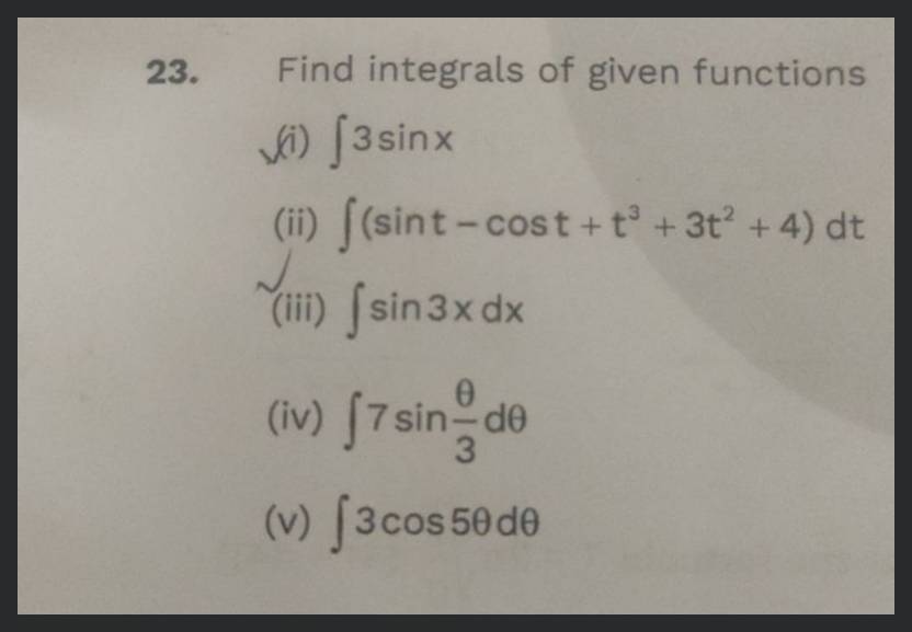 Find integrals of given functions∫π2π θdθ | Filo
