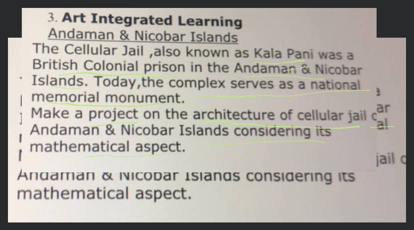 3. Art Integrated LearningAndaman \& Nicobar IslandsThe Cellular Jail