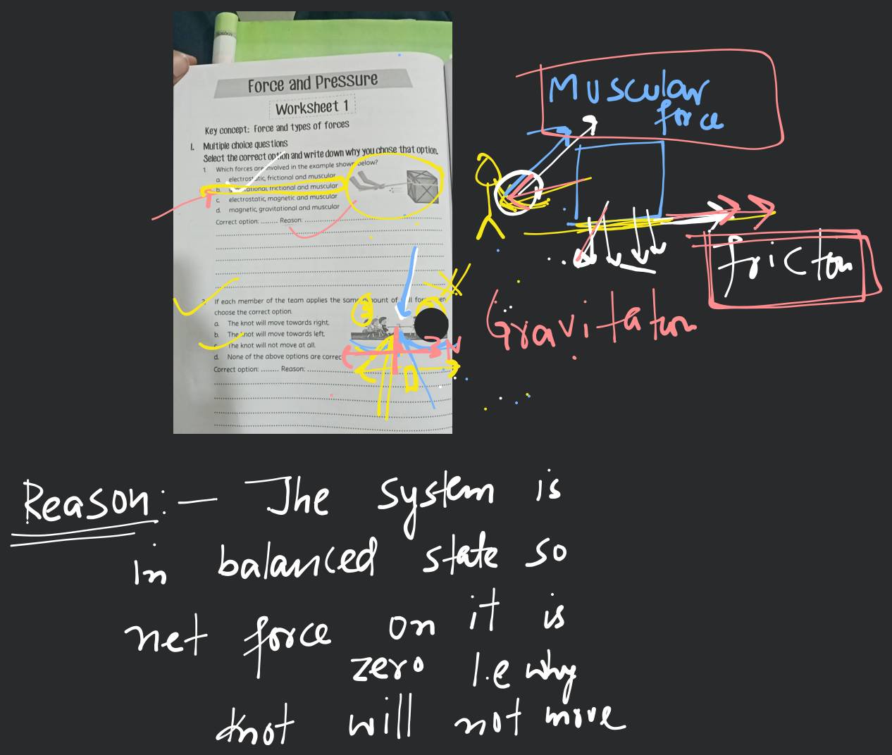 Force and Pressure worksheet 1 Key concept: force and types of forces I.