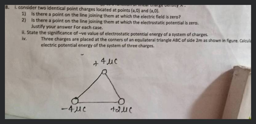 (b) (i) Consider two identical point charges located at points (0,0) and