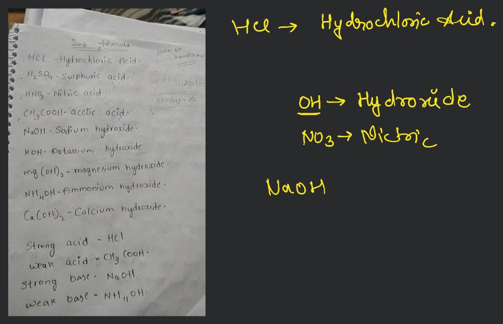 Imp formula. HCL - Hydrochloric Acid. 1cosin1π H2 SO4 - Sulphuric acid.