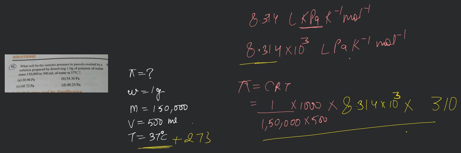 Osmotic Pressure Equation
