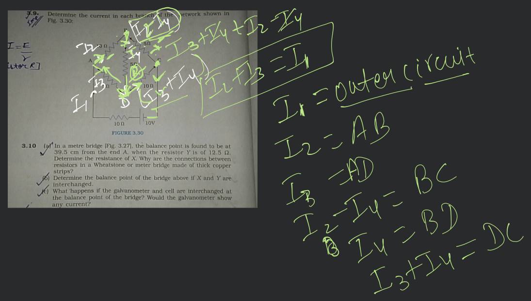 [Solved] Determine the current in each branch of the network shown in Fig..