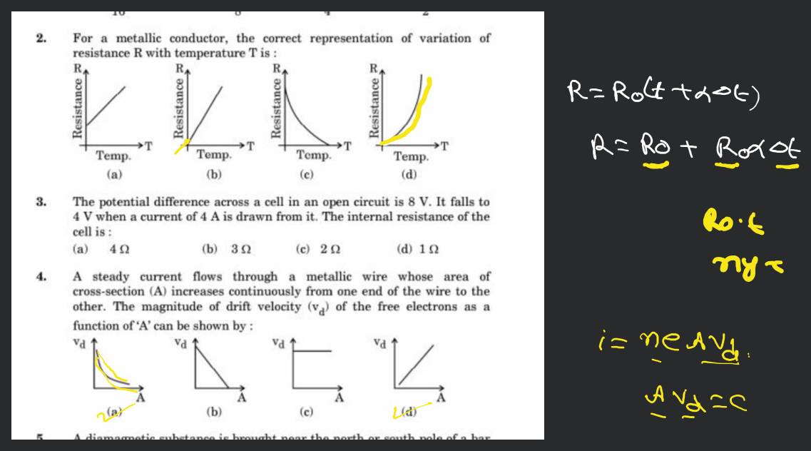 For a metallic conductor, the correct representation of variation of resi..