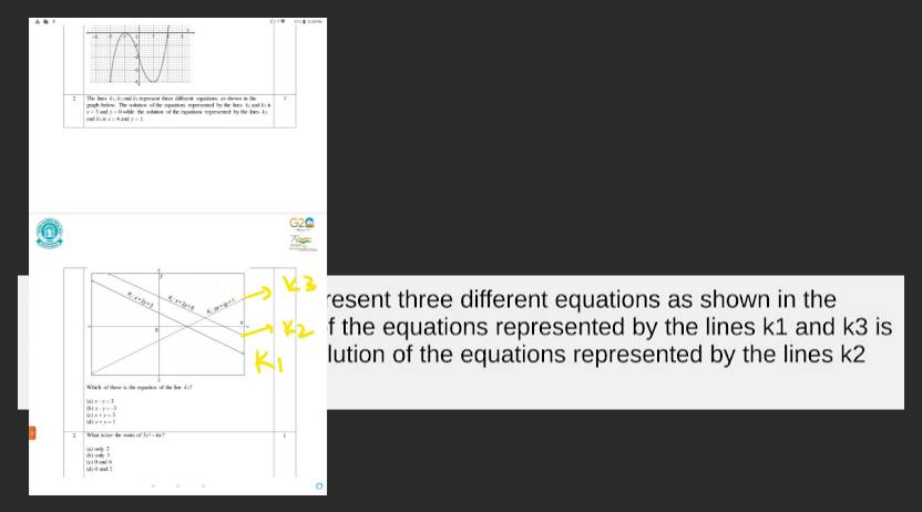 The lines k1, k2 and k3 represent three different equations as shown in t..