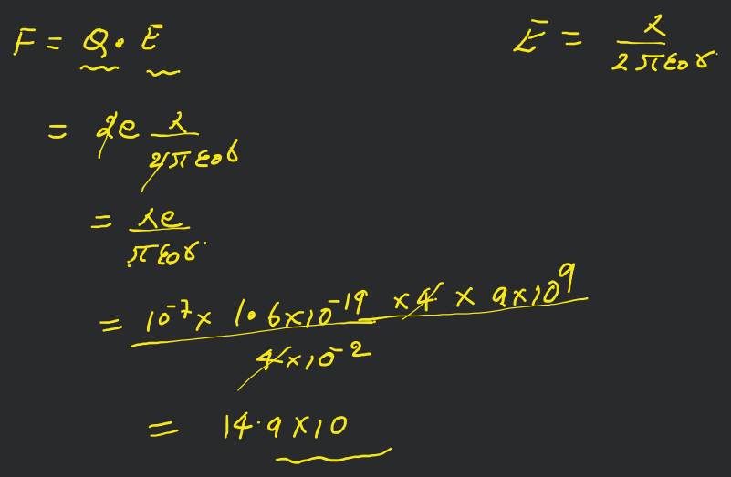 An infinite line of charge has a linear charge density of 10−7C/m. What w..