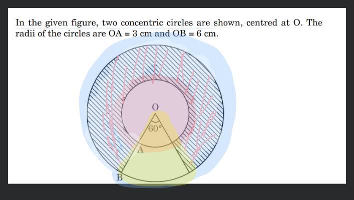 In the given figure, two concentric circles are shown, centred at O. The