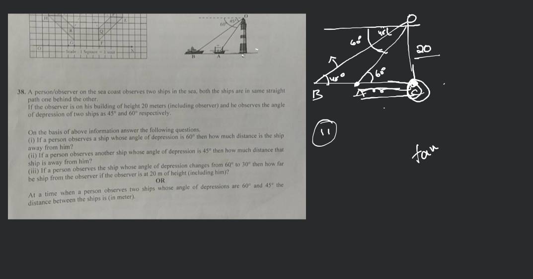 38. A person/observer on the sea coast observes two ships in the sea, bot..